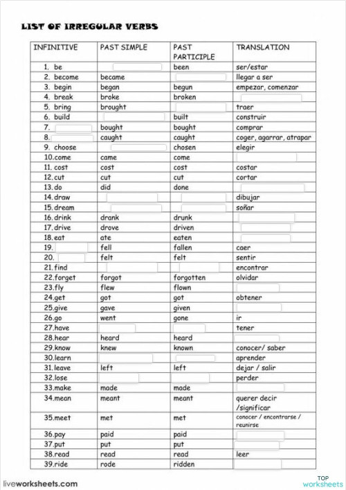 Identifying Verbs. Interactive worksheet | TopWorksheets