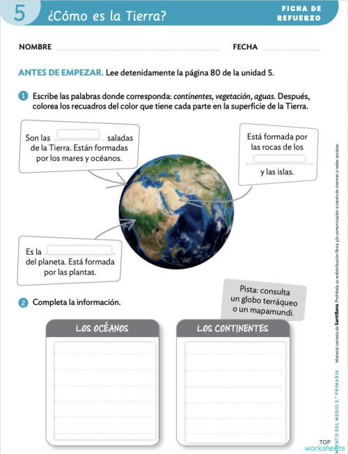 ¿Cómo es la Tierra?. Ficha interactiva | TopWorksheets