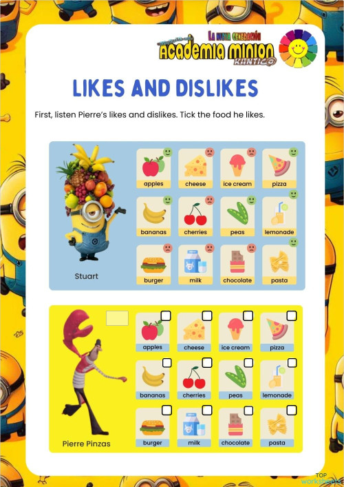 FOOD LIKES AND DISLIKES - UNIT 5 (Guilhelme). Interactive worksheet ...