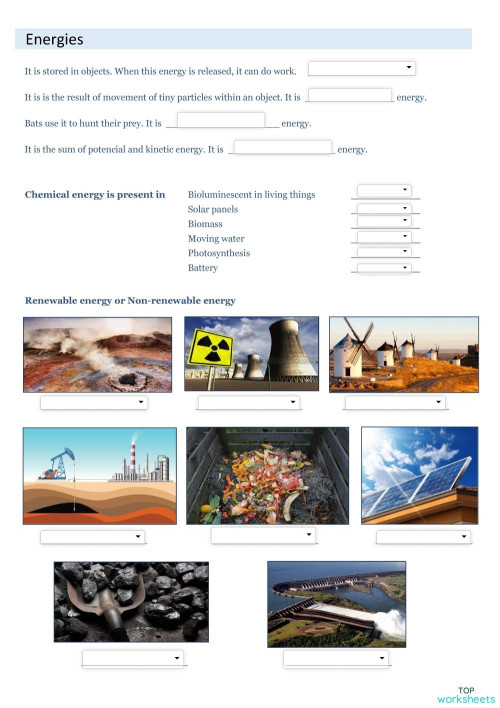 Natural Lesson 4. Energy IV. Interactive worksheet | TopWorksheets