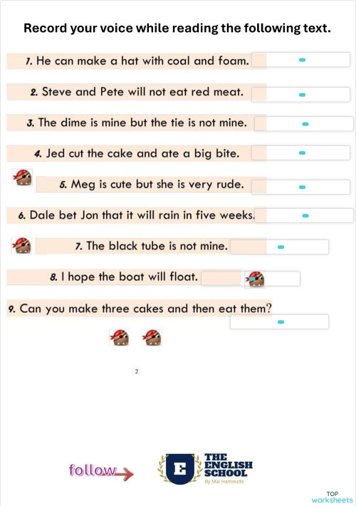 Reading - recording 4. Interactive worksheet | TopWorksheets