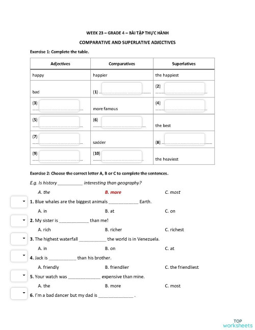 Week 23 - Practice. Interactive worksheet | TopWorksheets