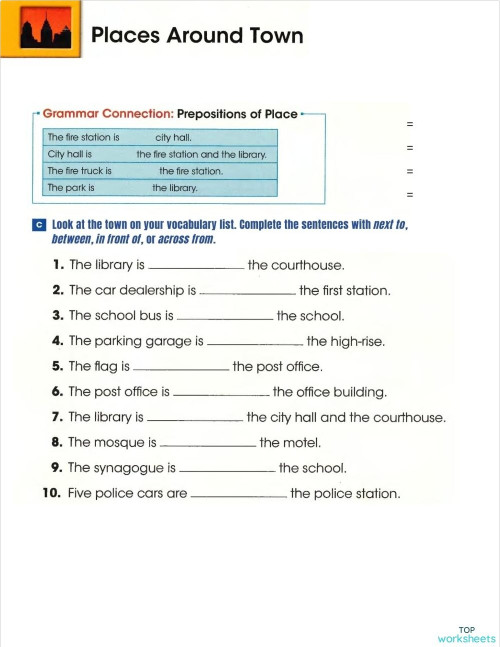Places Around Town Beginner Workbook Activity C. Interactive worksheet ...