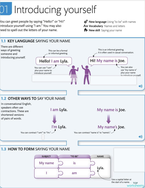 Mi nombre es .... Interactive worksheet | TopWorksheets