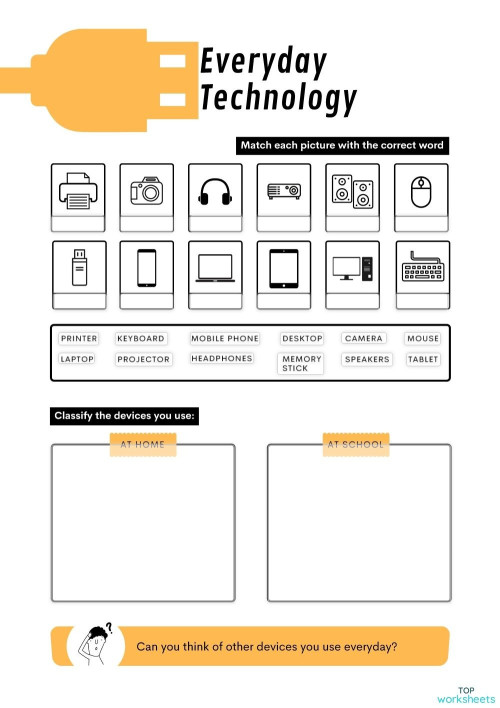 Everyday Technology ใบงานเชิงโต้ตอบ | TopWorksheets