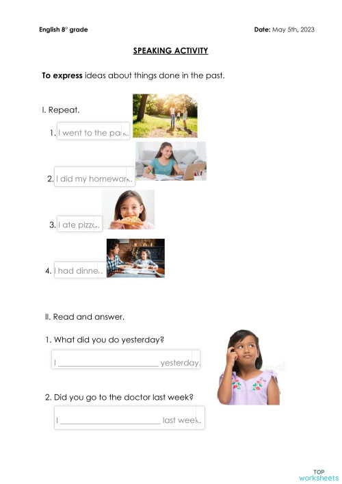 Speaking activity. Interactive worksheet | TopWorksheets