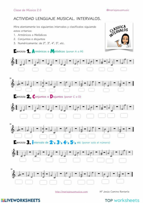 Clasificación de Intervalos. Ficha interactiva | TopWorksheets