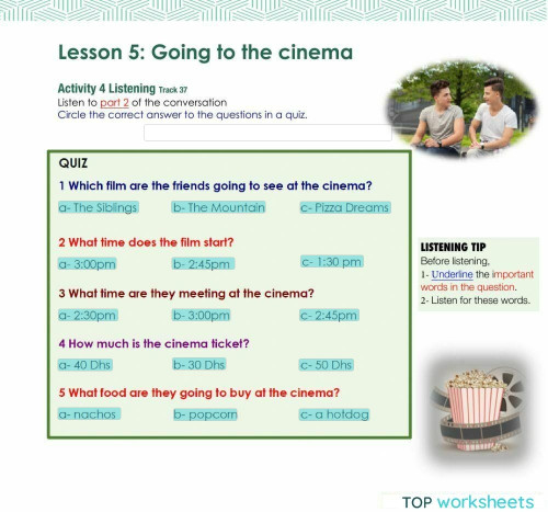 Access 8 - Unit 9 - Lesson 5 - Act 4. Interactive worksheet | TopWorksheets