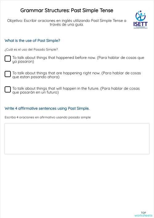 Grammar Structures: Past Simple Tense. Interactive worksheet ...