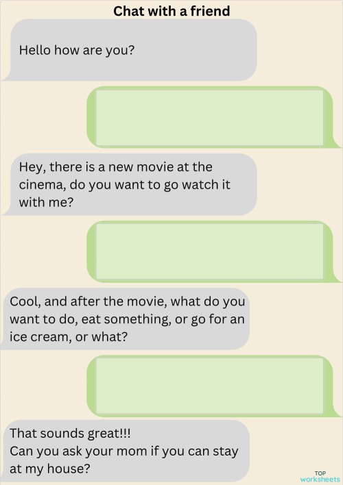 Chat with a friend - A1/A2. Interactive worksheet | TopWorksheets