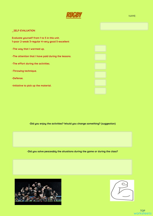 RUGBY 5º 6º. Interactive worksheet | TopWorksheets