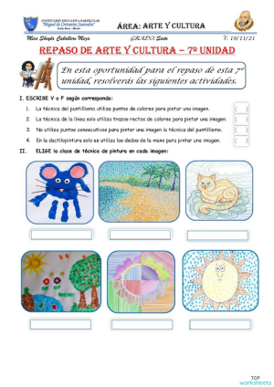 REPASO DE ARTE. Ficha interactiva | TopWorksheets