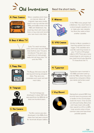 Old Inventions. Interactive worksheet | TopWorksheets