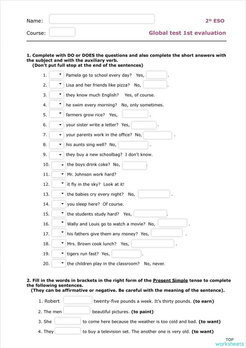 Present continuous review. Interactive worksheet | TopWorksheets