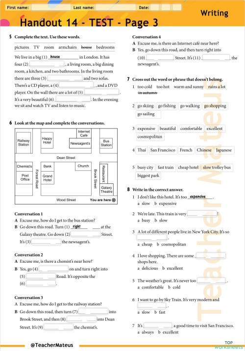 Handout 14 - TEST - Page 3 - Writing. Interactive worksheet | TopWorksheets