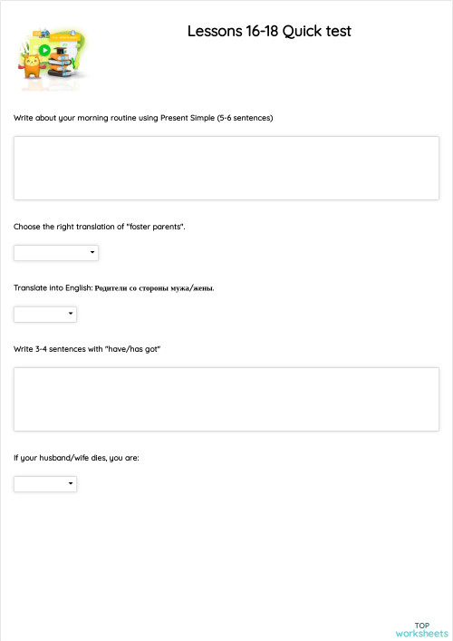 Lessons 16 18 Quick Test Interactive Worksheet Topworksheets