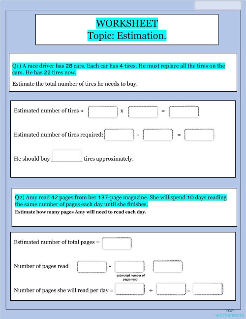 Estimation.. Interactive worksheet | TopWorksheets