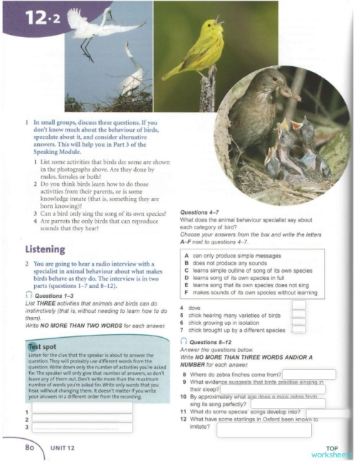 14.Nature_L_Birds instincts. Interactive worksheet | TopWorksheets