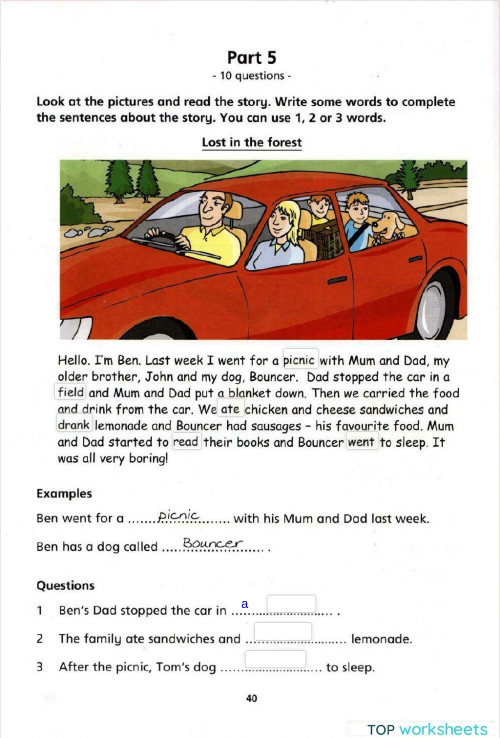 READING TEST June 22 Kids 6th. Interactive worksheet | TopWorksheets