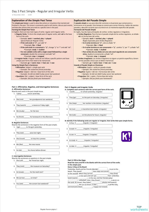 Day 2 Simple Past. Interactive worksheet | TopWorksheets