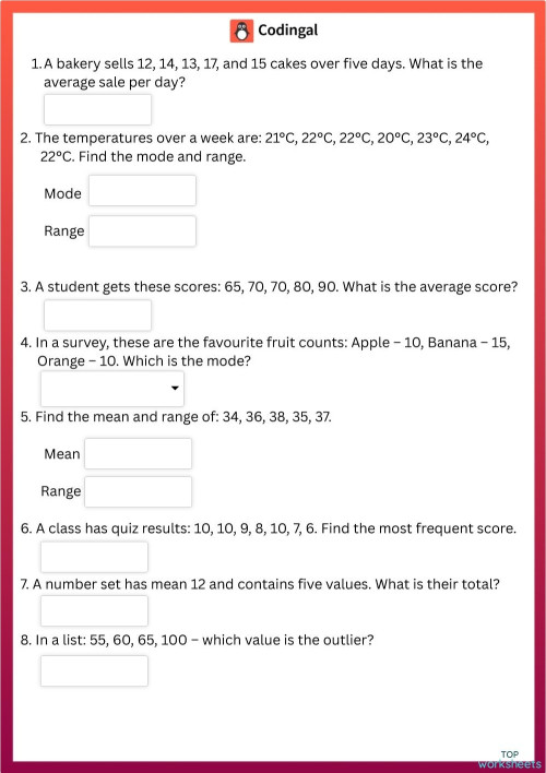 M_G04M21L70_WA02_Measures_of_central_Tendency_Mean,Mode_and_Range_4. Interactive worksheet ...