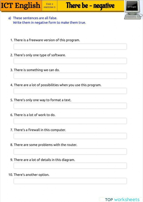 ICT 3.3 - There be - negative. Interactive worksheet | TopWorksheets