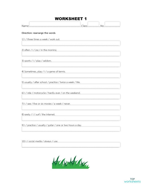 WORKSHEET2 Rearrange the words. Interactive worksheet | TopWorksheets