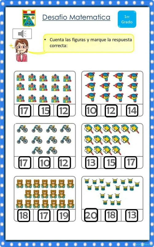 Contar hasta el 20. Ficha interactiva | TopWorksheets