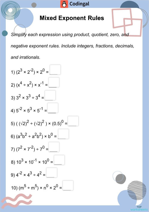 Powers: interactive worksheets and online exercises | TopWorksheets