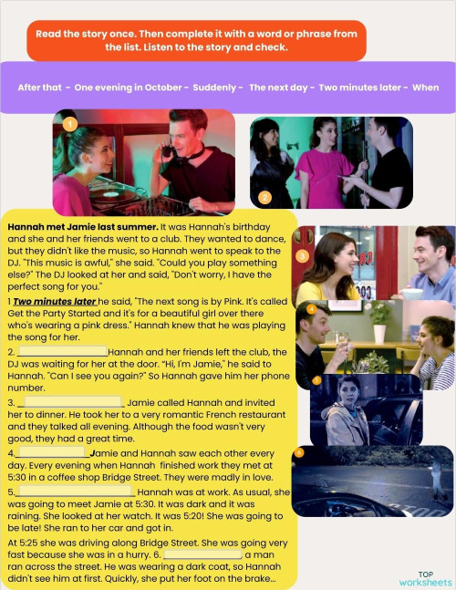 Reading - Time Sequencers and Connectors. Interactive worksheet ...