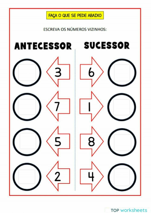 Sucessor e antecessor interactive. Ficha interativa | TopWorksheets