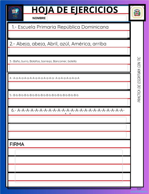 EJERCICIOS DE ESCRITURA. Ficha interactiva | TopWorksheets