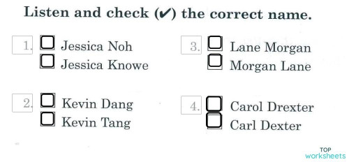Learn to listen names. Interactive worksheet | TopWorksheets