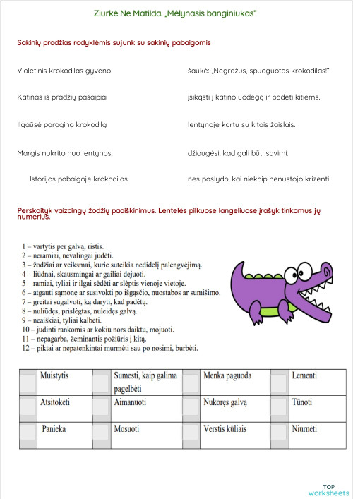 Interactive worksheets and online exercises in lithuanian | TopWorksheets