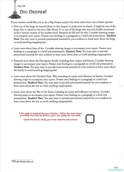 Chapter 17: Pg 170 Dig Deeper. Interactive worksheet | TopWorksheets