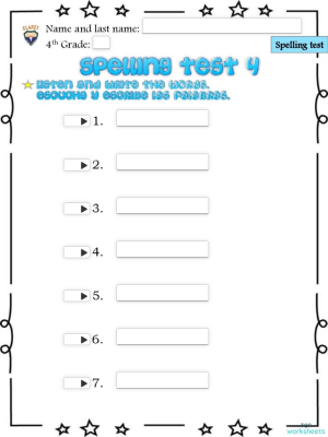 4th G. Spelling test 4. Interactive worksheet | TopWorksheets