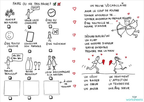 Saint Valentin_L'amour. Fiche interactive | TopWorksheets