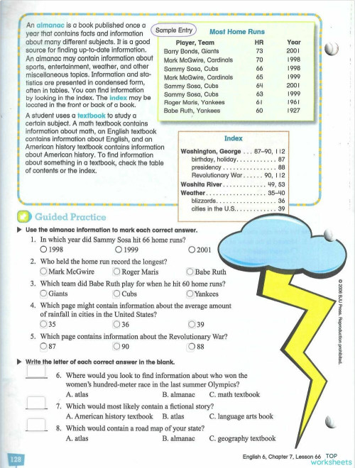 Almanac: interactive worksheets and online exercises | TopWorksheets