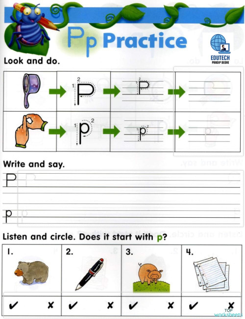 P to T letters Writing. Interactive worksheet | TopWorksheets