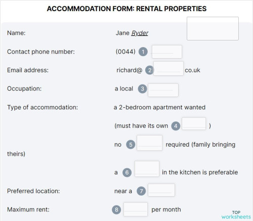 LISTENING: RENTAL A HOUSE. Interactive worksheet | TopWorksheets