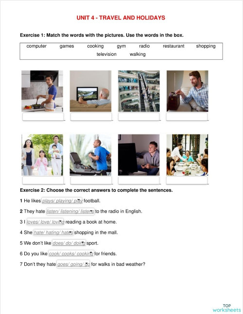 Unit 4 - Travelling and Holidays - Vocabulary. Interactive worksheet ...