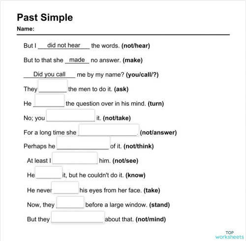 Past Simple. Interactive worksheet | TopWorksheets