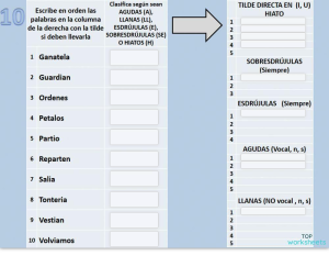 Acentuación E Hiatos8. Ficha interactiva | TopWorksheets