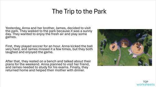 The trip to the park_Reading exercise_past simple regular verbs ...