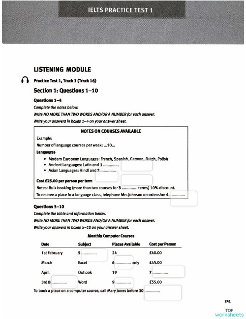 Prac4_L_Premier Test 1. Interactive worksheet | TopWorksheets