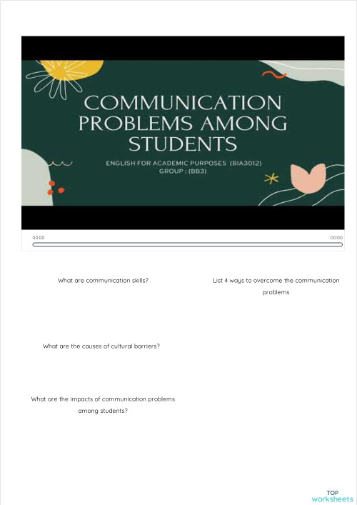 Communication problems among the students. Interactive worksheet ...