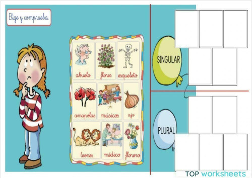 Singular y plural. Ficha interactiva | TopWorksheets