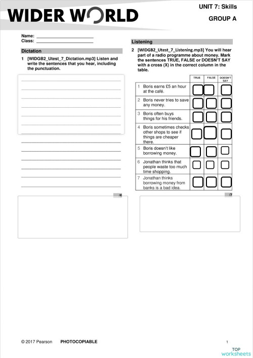 wider world 2 skills 7A. Interactive worksheet | TopWorksheets