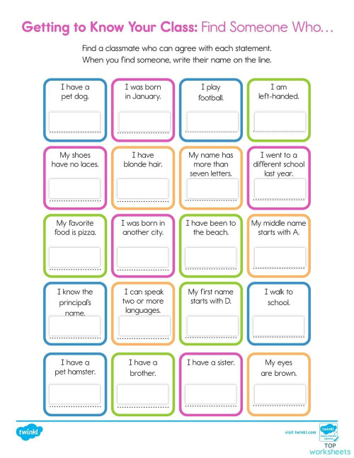 Find someone who 2. Interactive worksheet | TopWorksheets