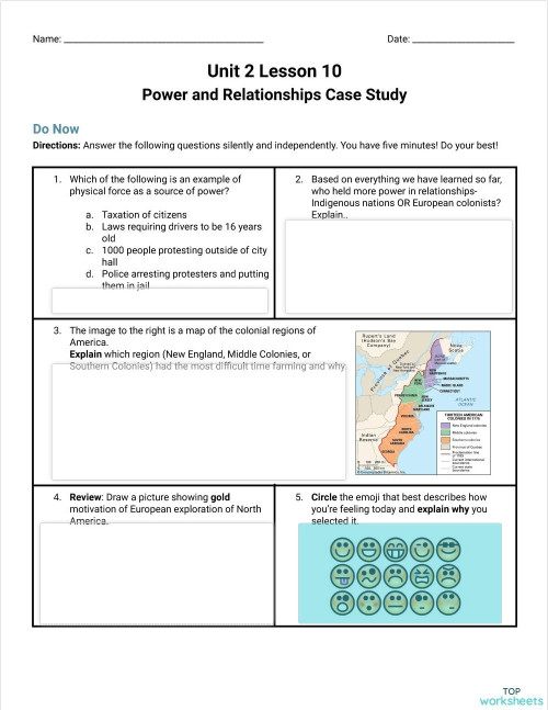 Power and Relationships Case Study. Interactive worksheet | TopWorksheets